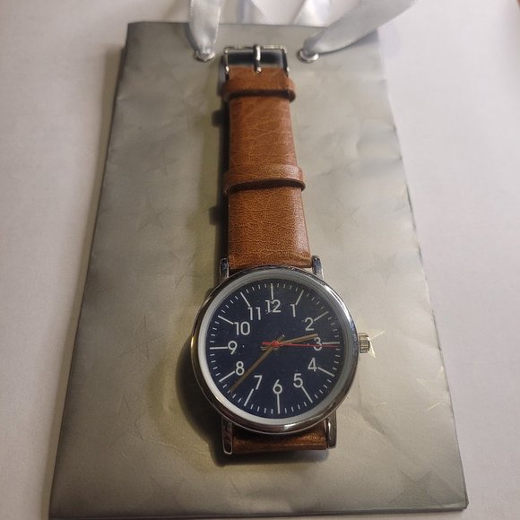 Accessories | New Light Brown Watch With Navy Blue Face Steel Stainless ...